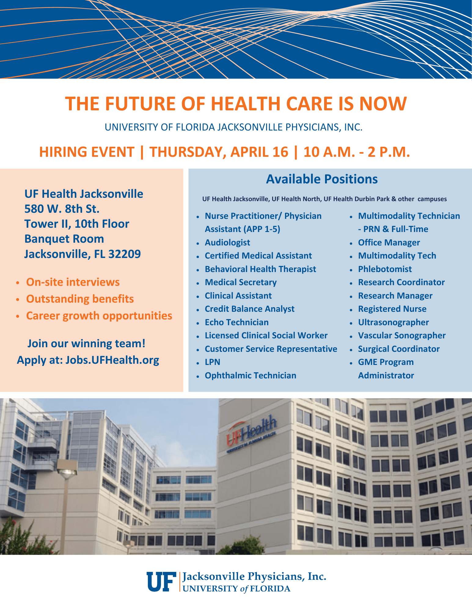 UFJPI (UF Jacksonville Physicians, Inc.) Hiring Event - CareerSource NEFL